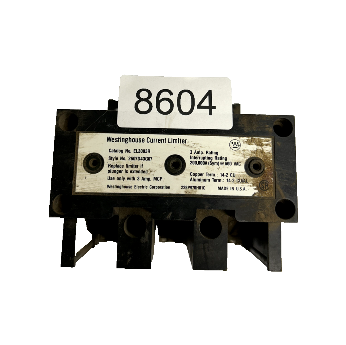 Westinghouse EL3003R Current Limiter Circuit Breaker, 3A, 600V ...