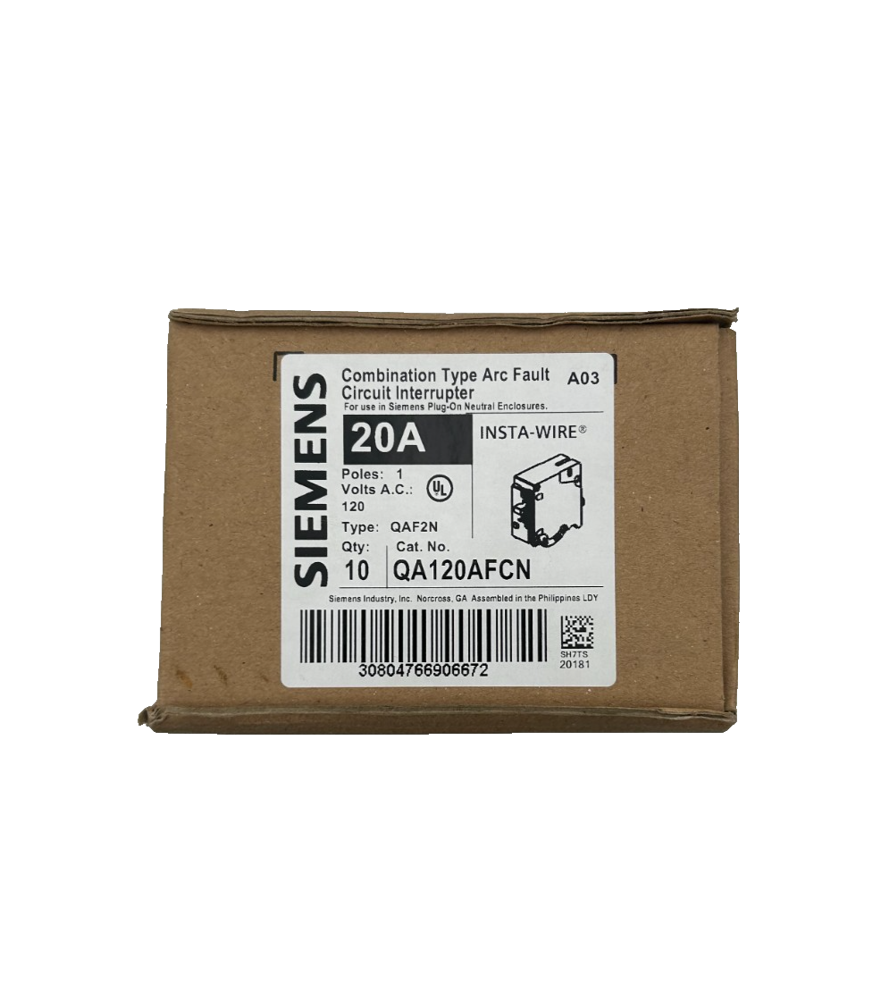 (10) New Siemens QA120AFCN Arc Fault Circuit Breaker 15A 1-Pole 120/24 ...