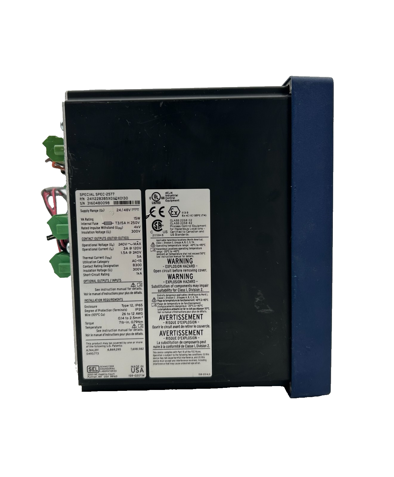 SEL SEL-2411 Programmable Automation Controller 241122B3B5X0X0X0130 ...