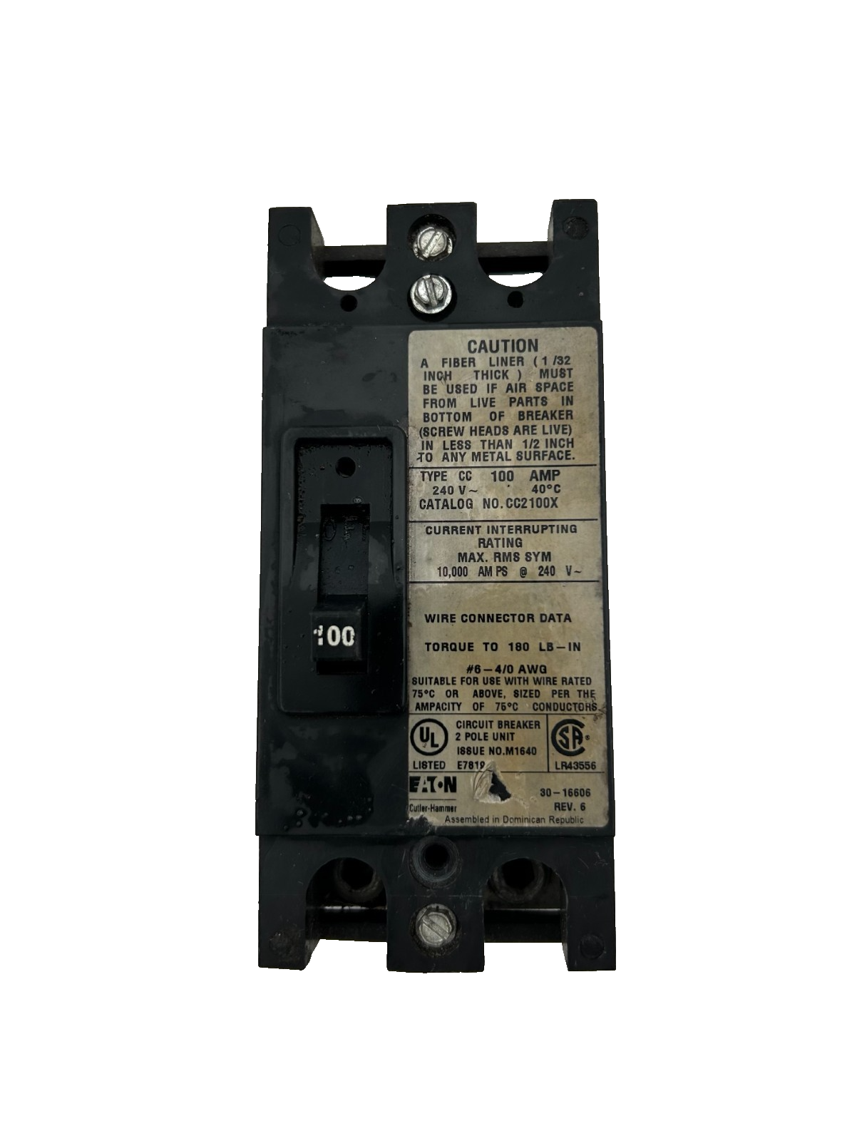 Eaton CC2100X Circuit Breaker 100A 2-Pole 240V – RoboMachIndustrial