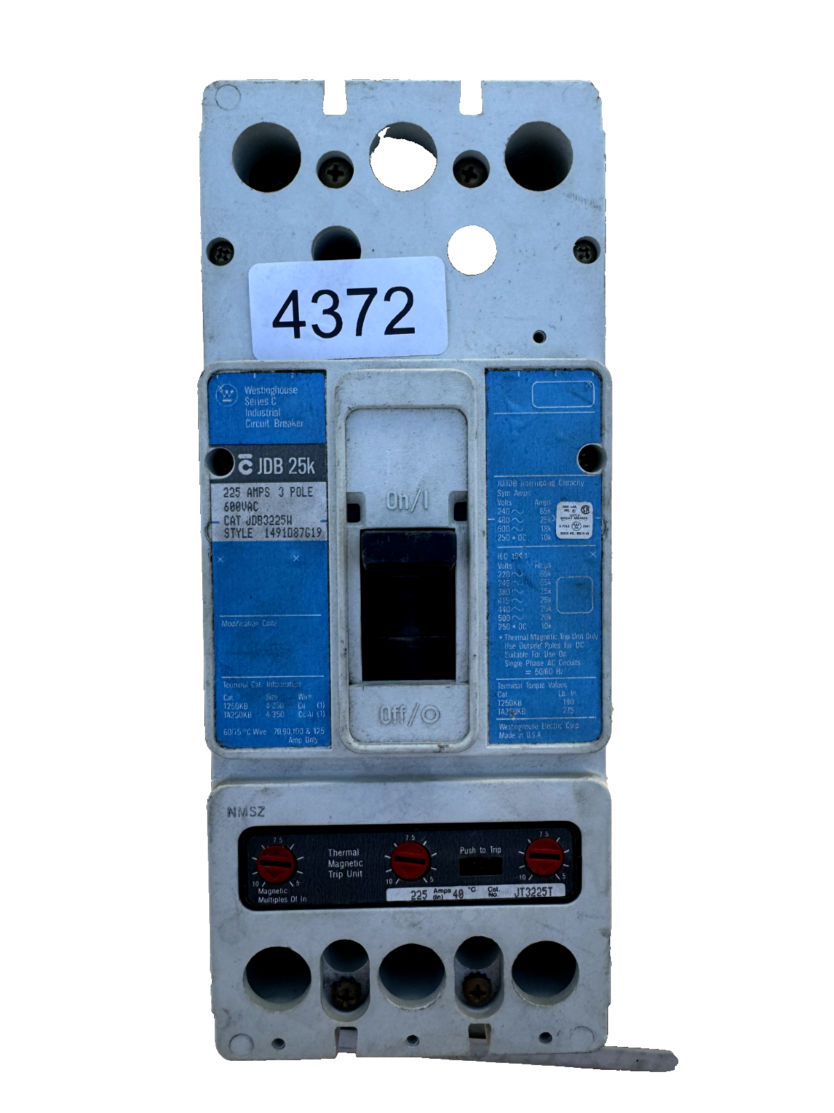 Westinghouse Series C JDB3225W Circuit Breaker w/ Trip Unit JT3225T, 2 ...
