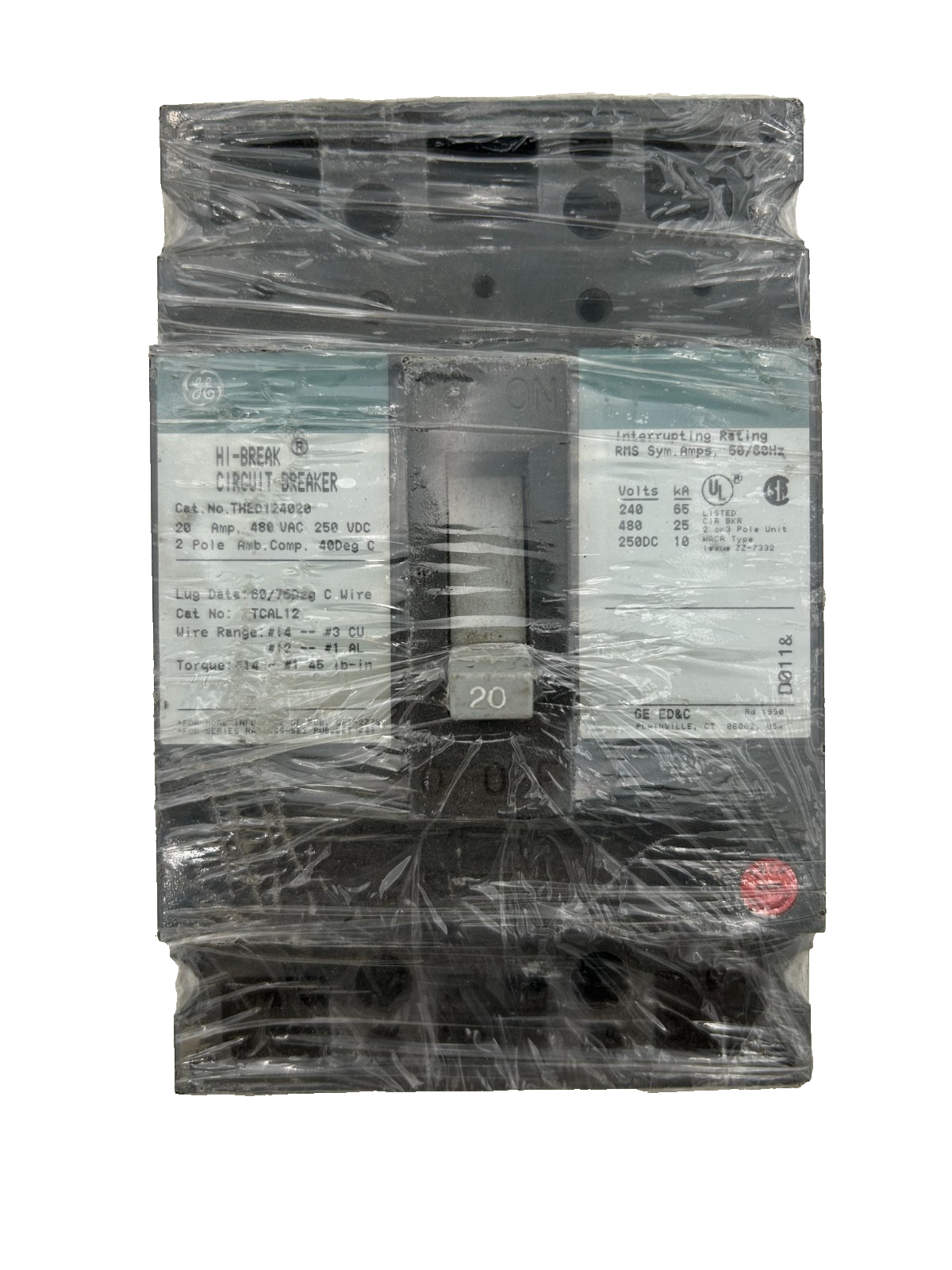 GE THED124020 Circuit Breaker 20A 2Pole 480VAC – RoboMachIndustrial