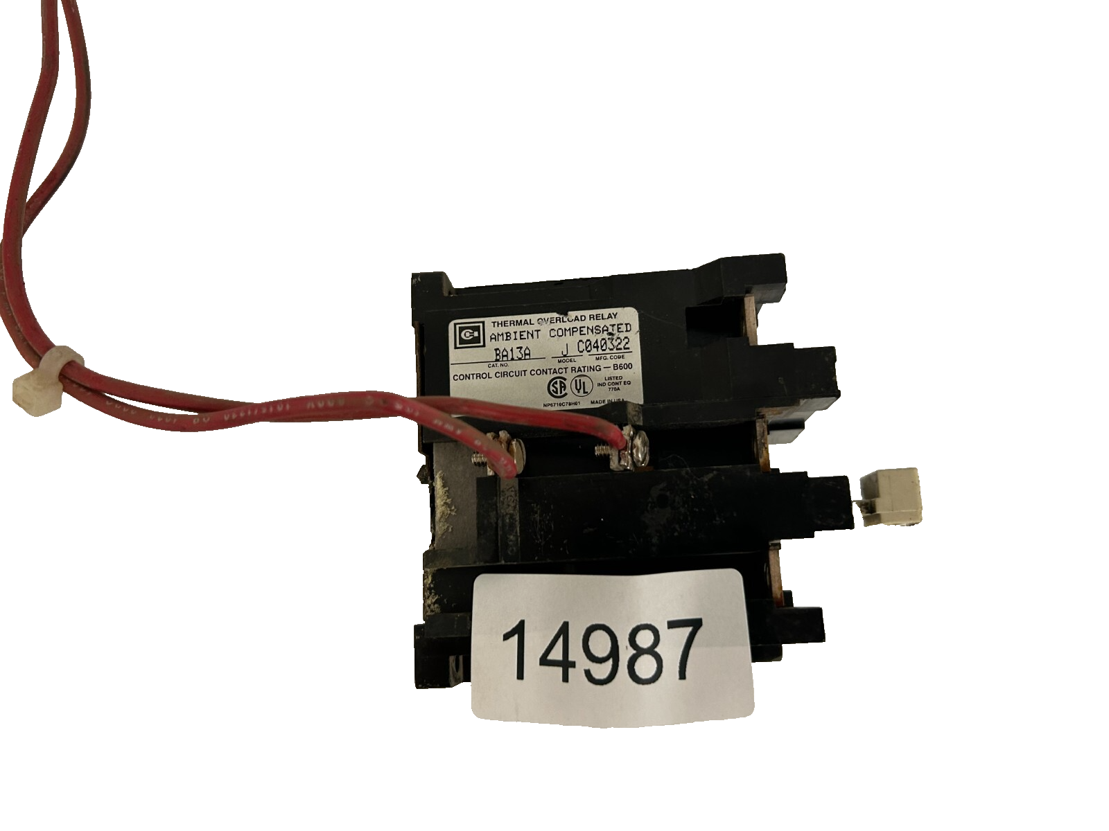CutlerHammer BA13A Thermal Overload Relay Model J – RoboMachIndustrial