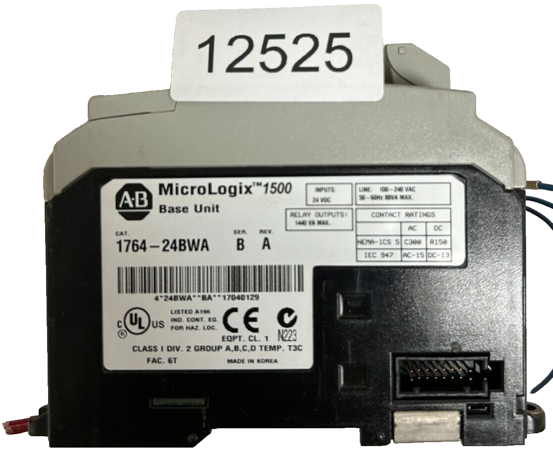 AllenBradley 176424BWA MicroLogix 1500 PLC Base Unit 24VDC 100240VAC 5 ...