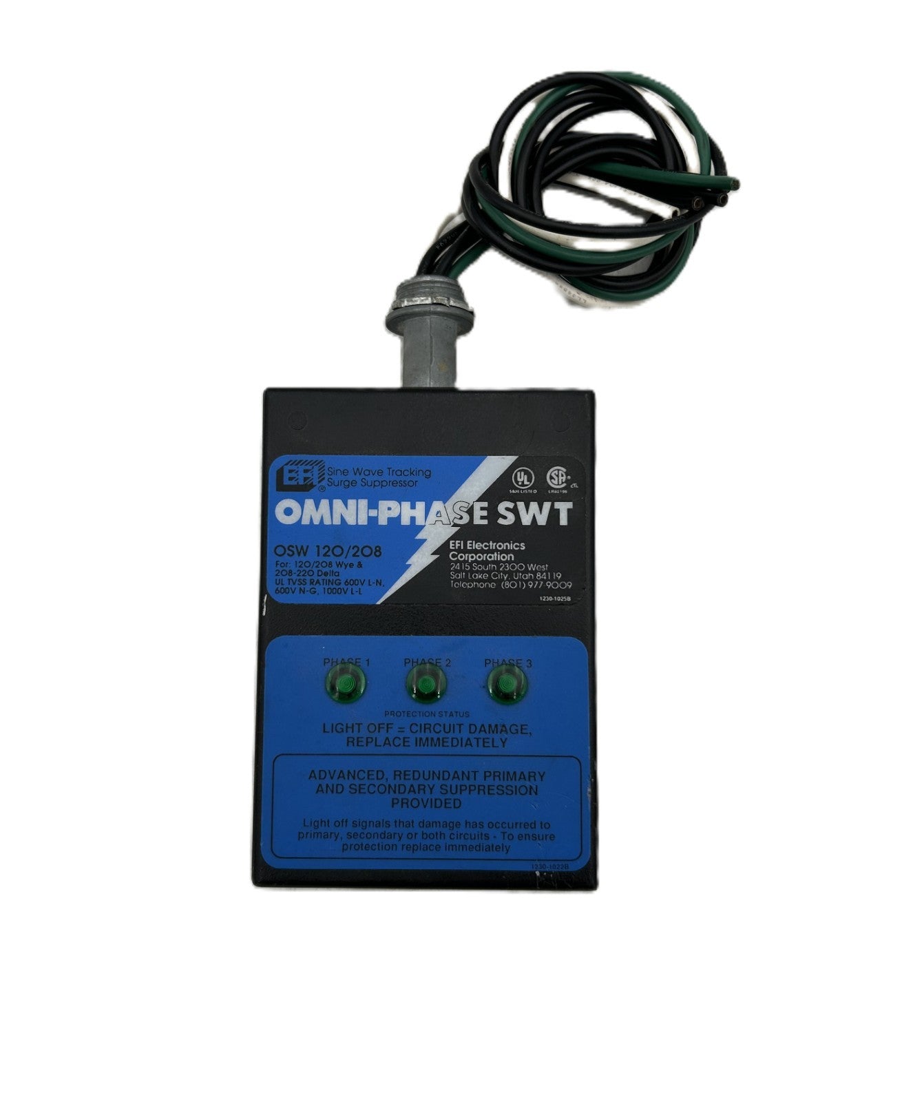 EFI Electronics OSW120/208 Omni-Phase SWT Surge Protector Device 600V ...