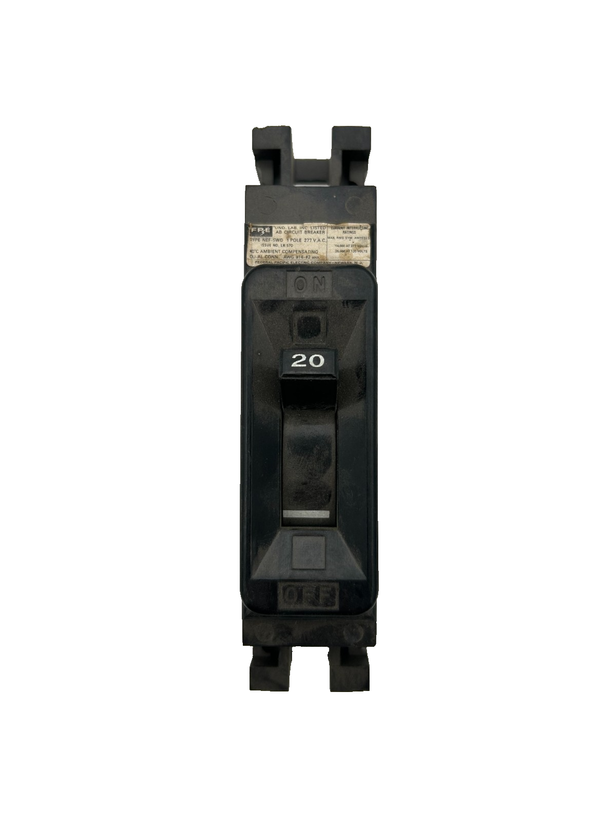 FPE Federal Pacific NEF113020 Circuit Breaker 20A 1-Pole 277VAC ...