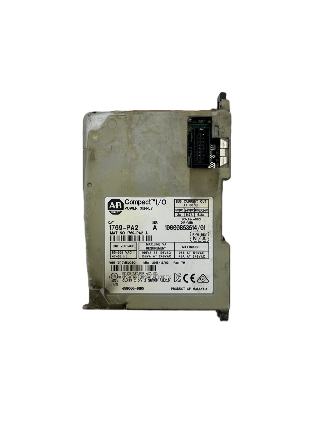 Allen-Bradley 1769-PA2 Ser A Compact I/O Power Supply - No Front Cover ...