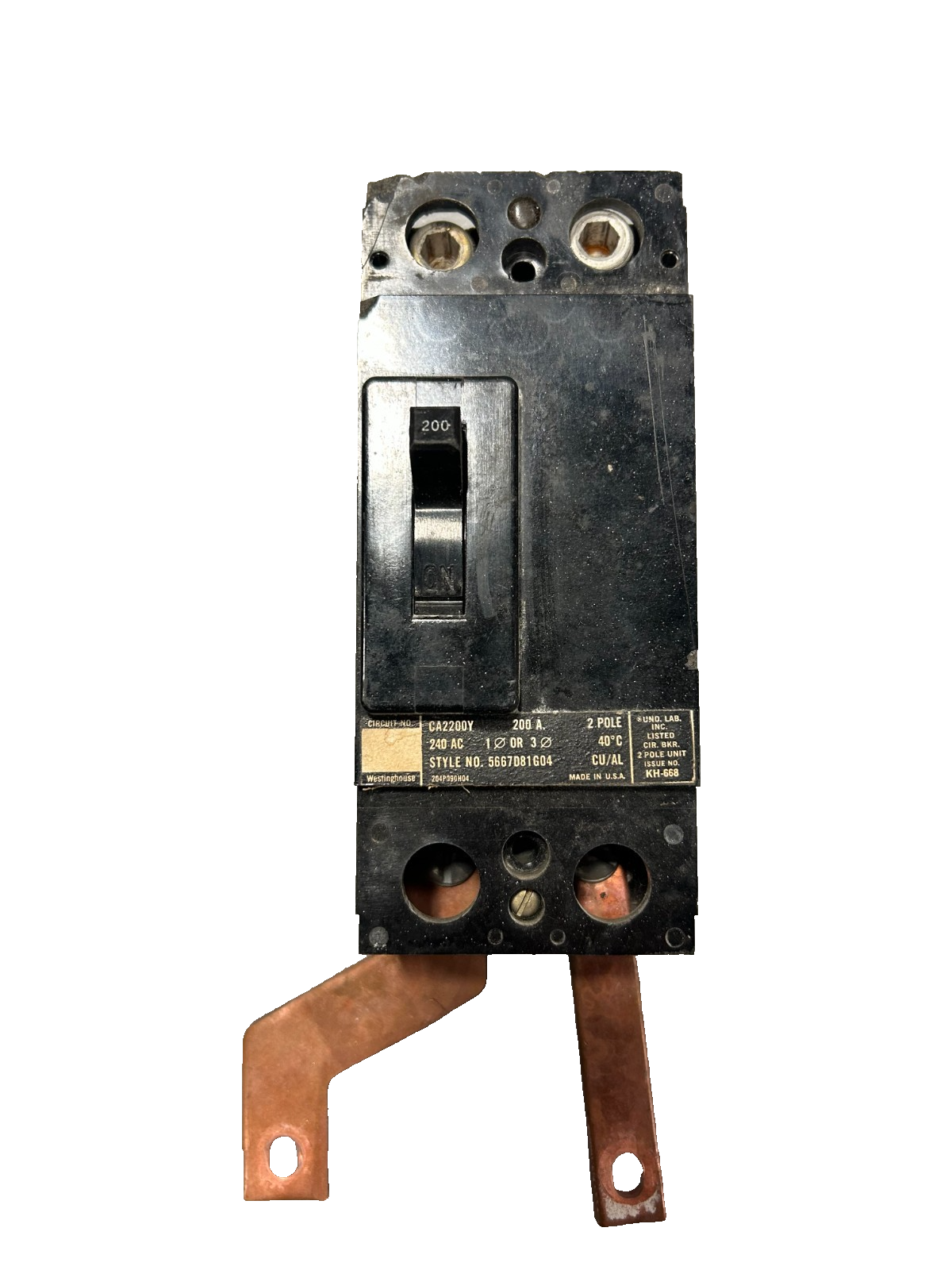 Westinghouse CA2200Y Circuit Breaker 200A 2-Pole 240VAC ...