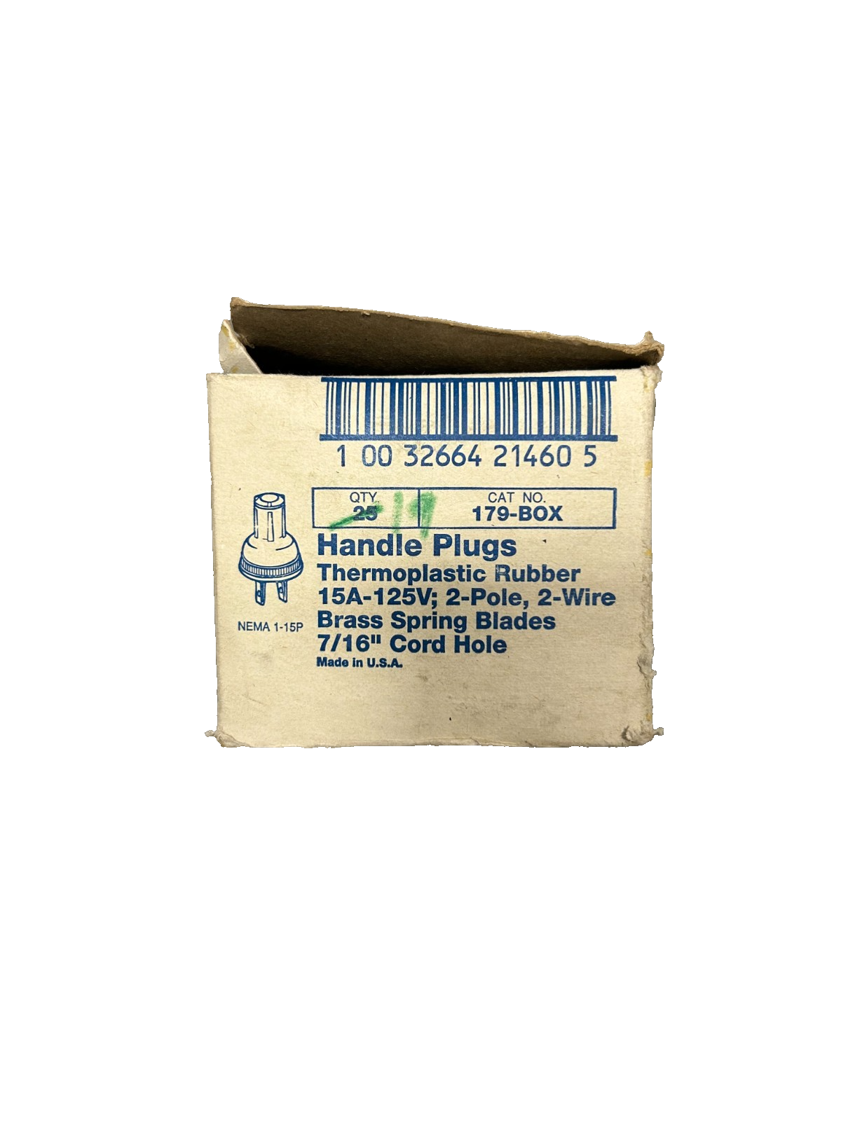 Eagle 179Box Handle Plugs Thermoplastic Rubber 15A125V 2 Pole Lot of 1 ...