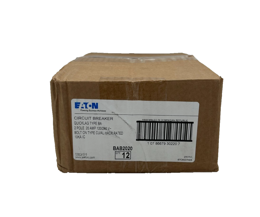 (12) New Eaton BAB2020 Quicklag Circuit Breaker Bolt-on 20A 2-Pole 120 ...