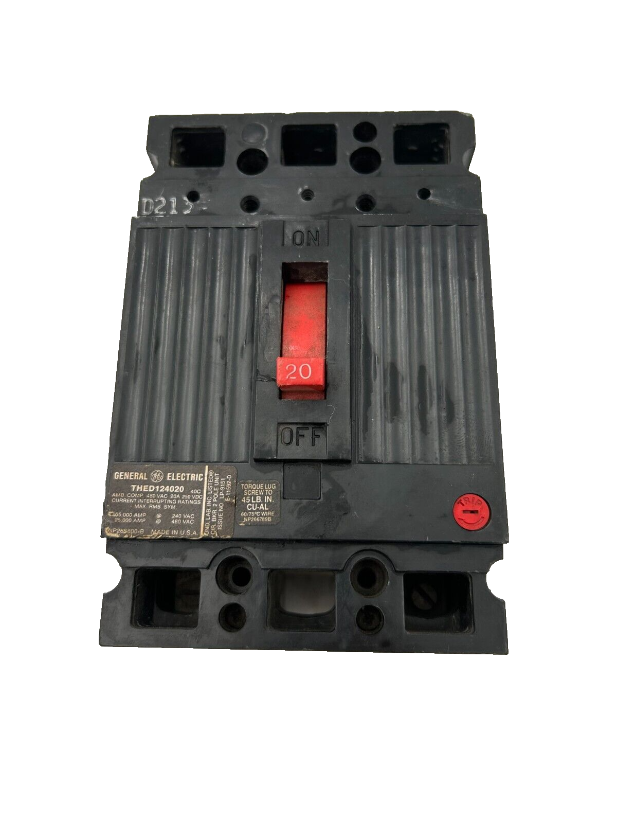 GE THED124020 Circuit Breaker, 20A, 2P, 480VAC – RoboMachIndustrial