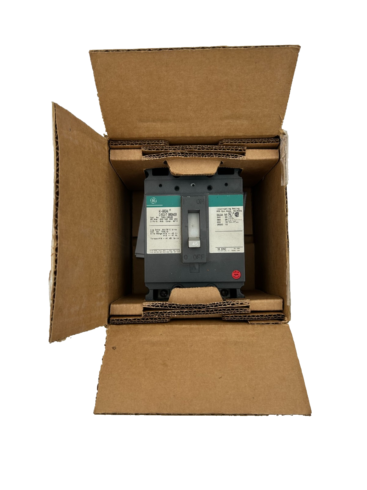 GE THED136045 HiBreak Circuit Breaker 45A 3Pole 600VAC – RoboMachIndustrial