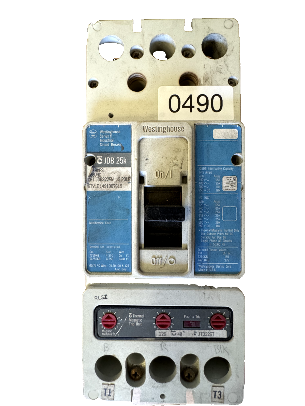 WESTINGHOUSE SERIES C/ JDB3225W Circuit Breaker/ W Trip Unit: JT3225T ...