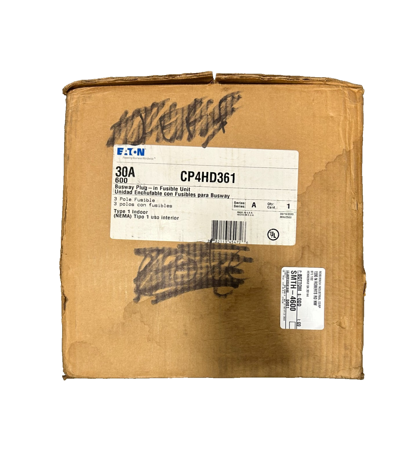 New Eaton CP4HD361 Fusible Busway Plug-in Unit 30A 3-Pole 600V ...