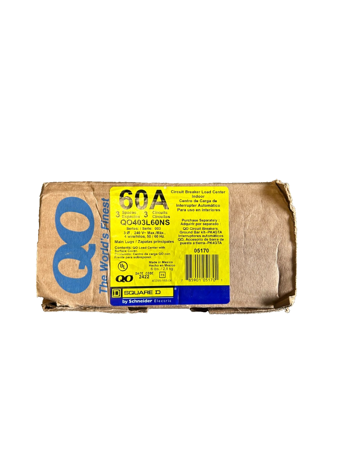 Square D QO403L60NS Load Center 60A 3-Spaces 3-Circuits 240V ...