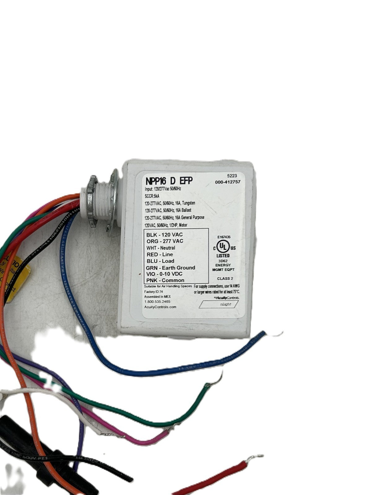 Acuity Controls NPP16 D EFP Occupancy Dimming Power Relay Pack 120-277 ...