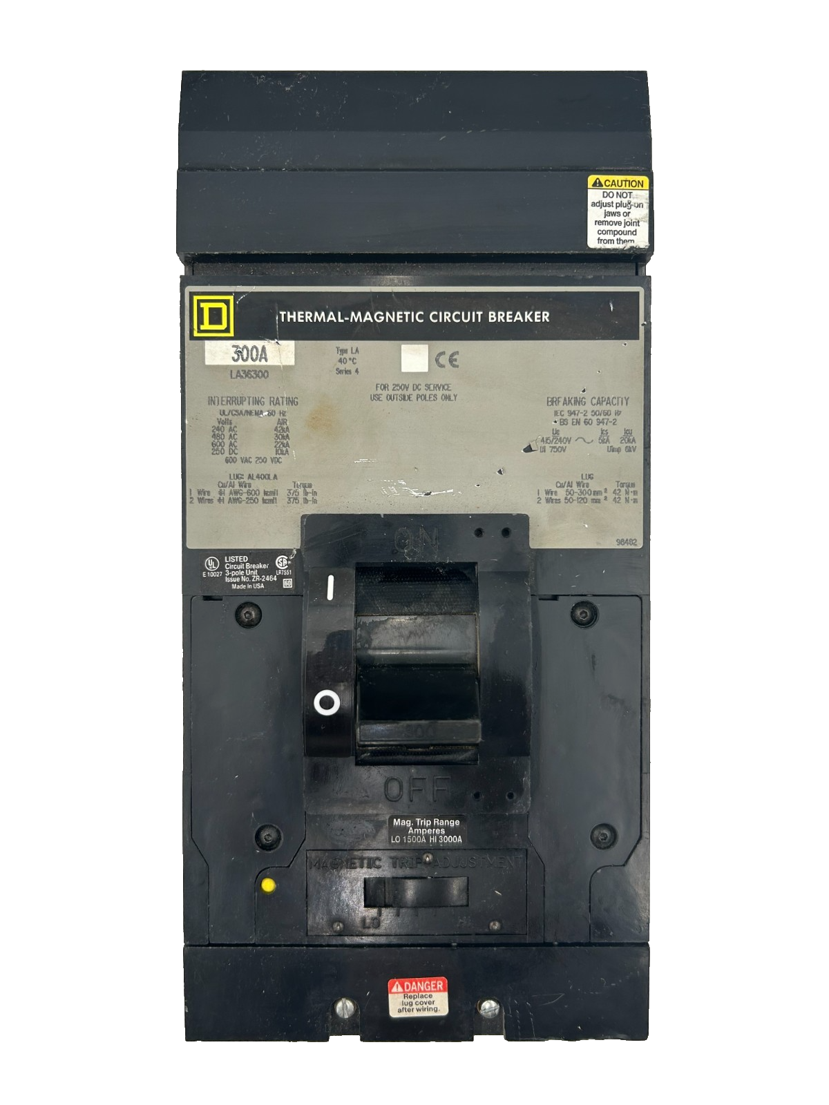 Square D LA36300 Circuit Breaker 300A 3-Pole 600VAC – RoboMachIndustrial