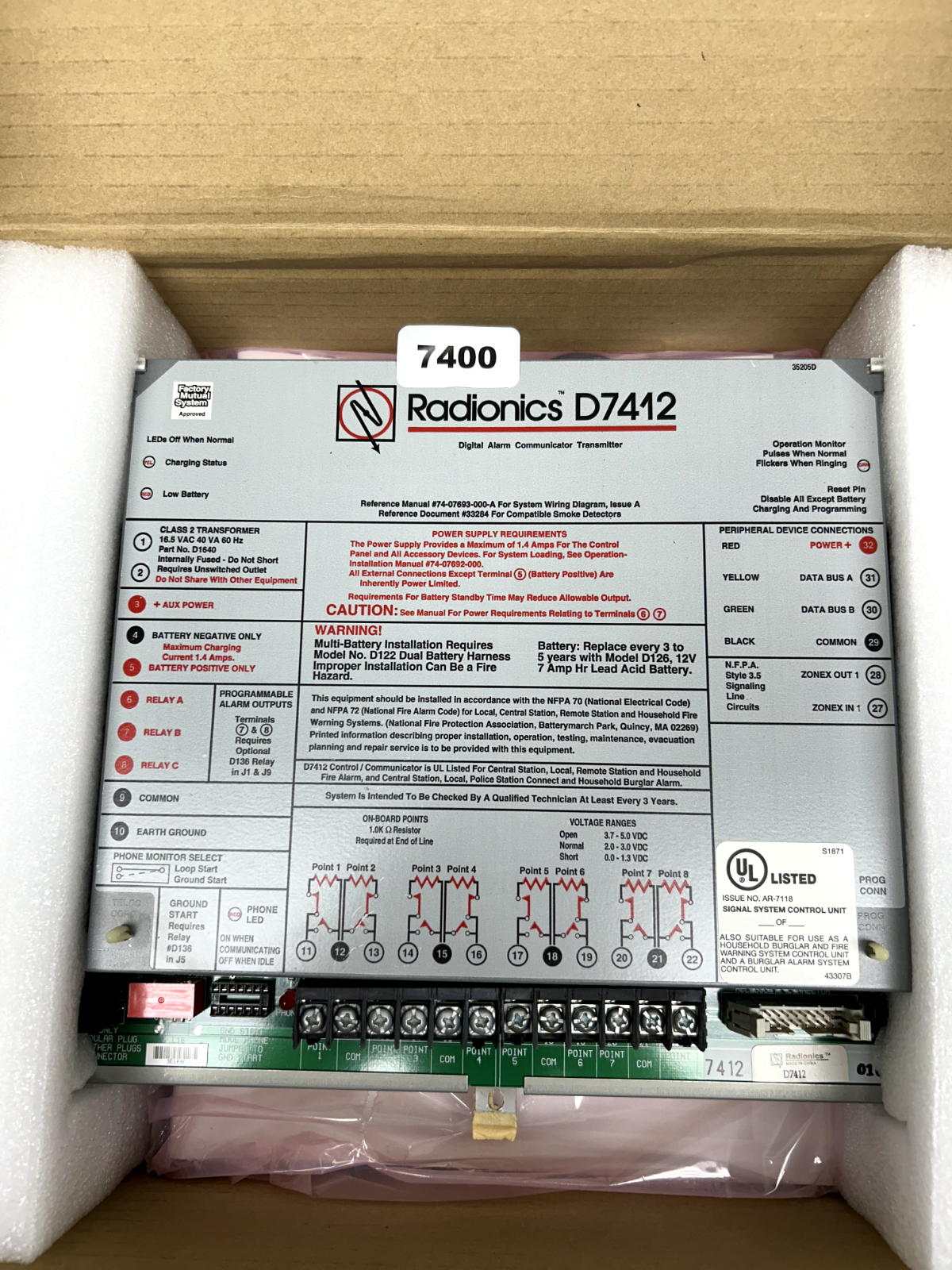 Bosch D7412GV2, 40V, 7 Amps, 60Hz, Alarm Communicator Transmitter ...