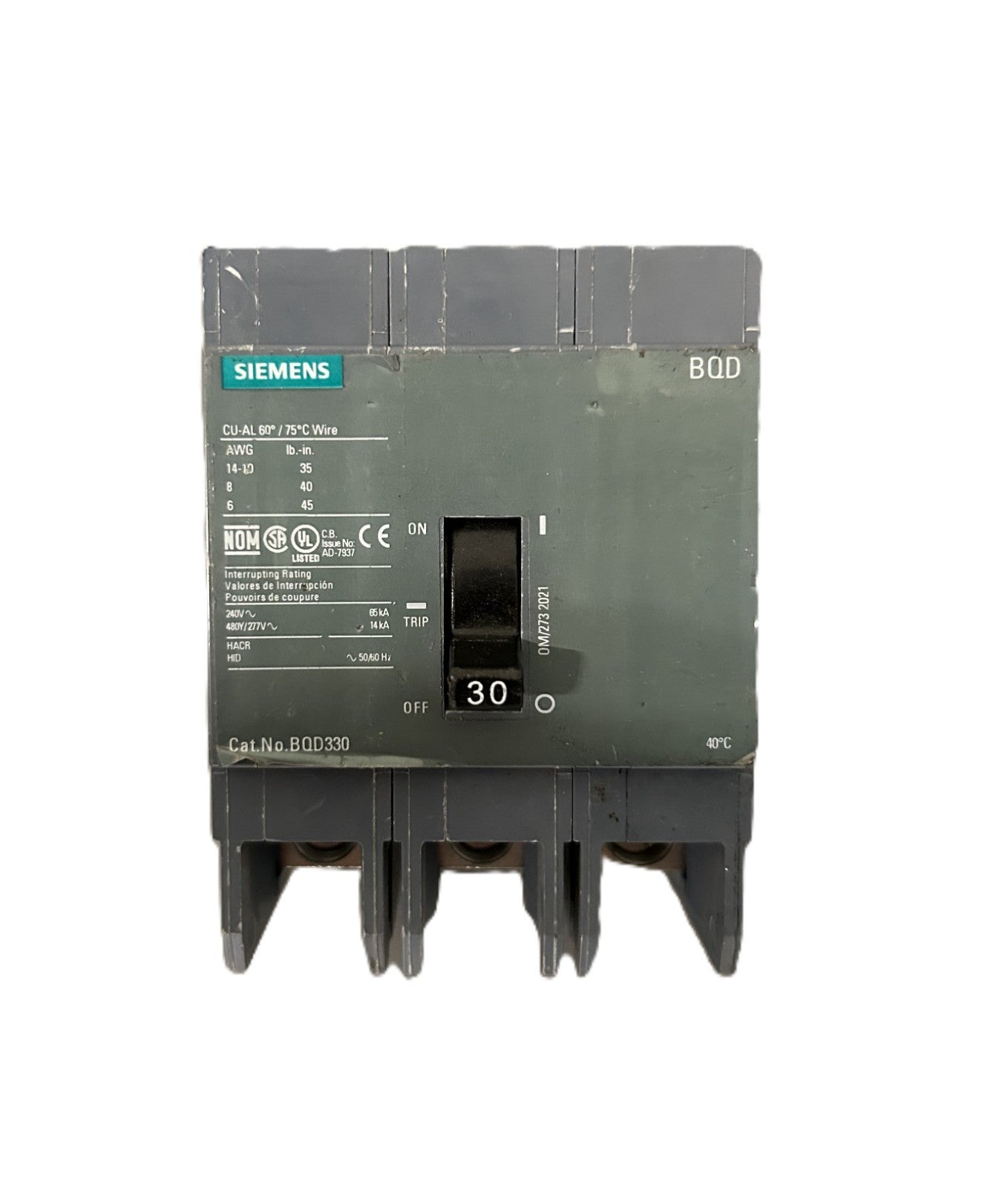 Siemens BQD330 Circuit Breaker 30A 3-Pole 480Y/277VAC – RoboMachIndustrial