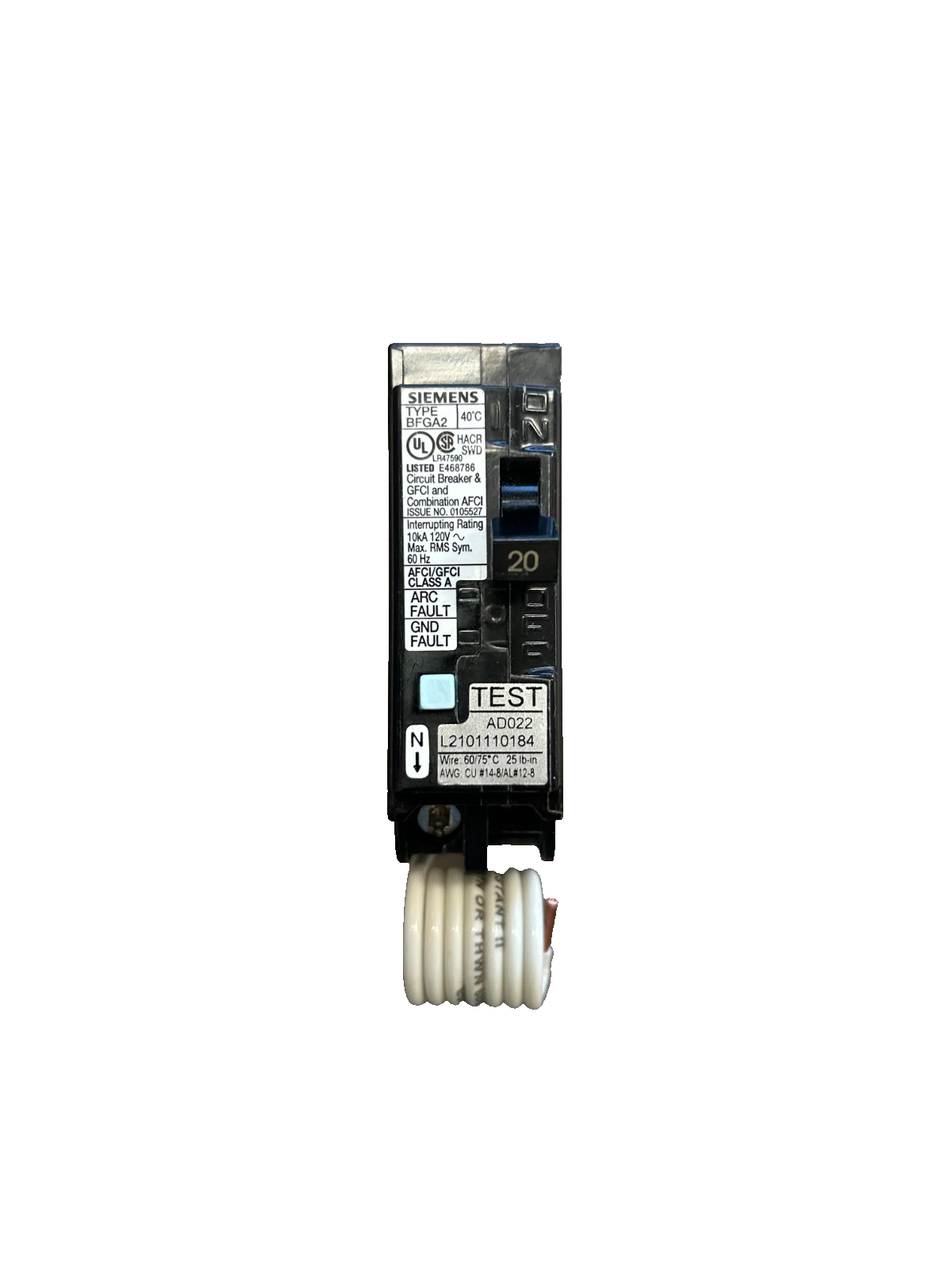 New Siemens B120DF Circuit Breaker AFCI/GFCI 20A 1-Pole 120V ...